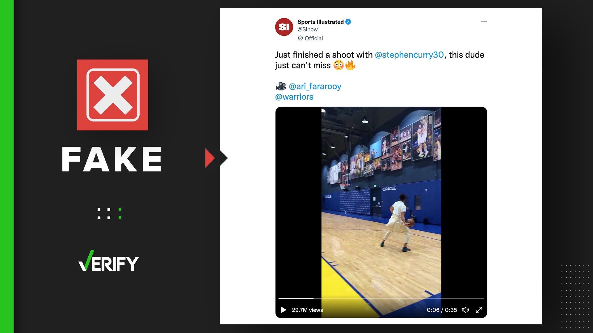 Steph Curry 5 consecutive full-court shots video is fake | wbir.com