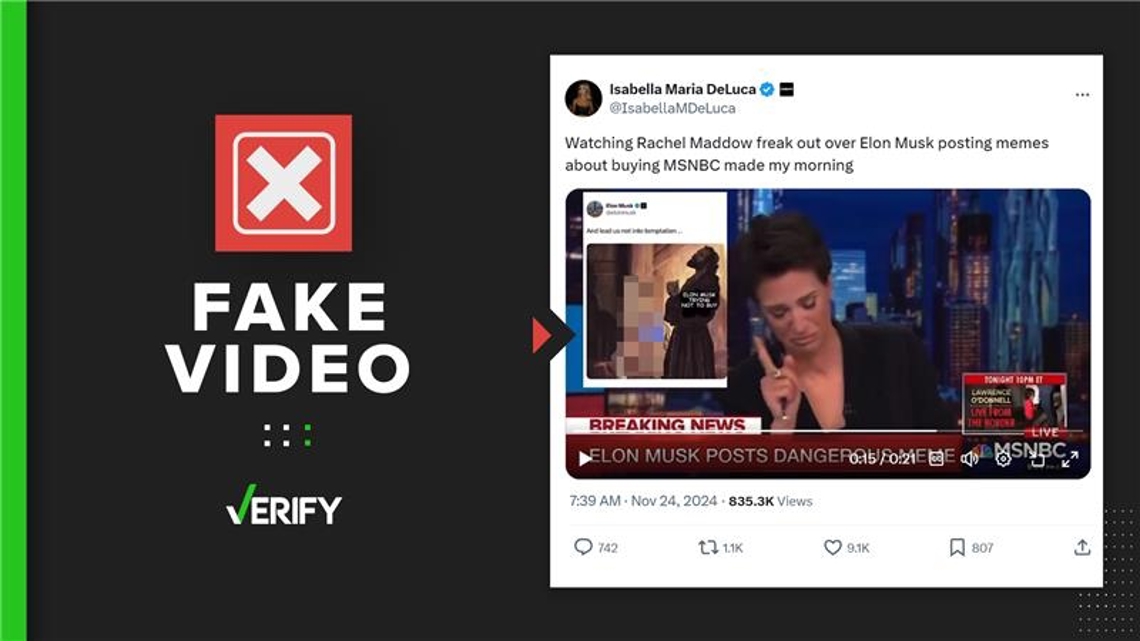 Video doesn’t show Maddow crying over Musk MSNBC meme, rumor | wbir.com