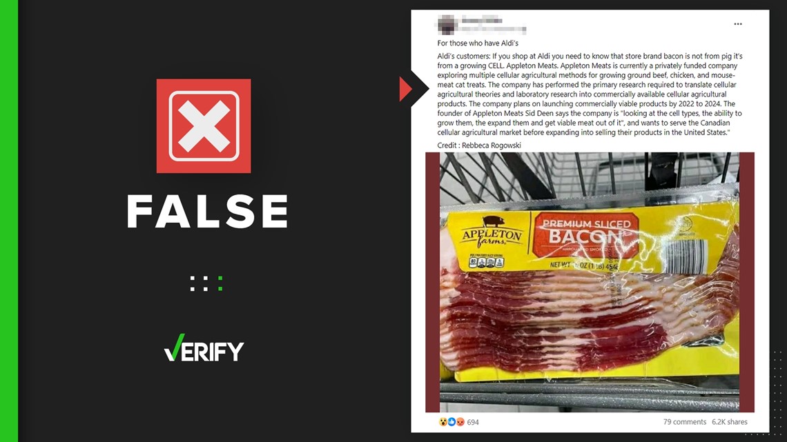 Fact-check: Aldi does not sell Appleton Meats lab-grown bacon | wbir.com