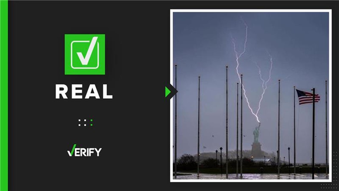 Statue of liberty struck by lightning photo is real | wbir.com