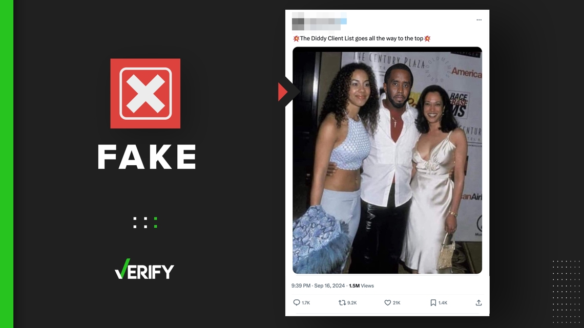 Image of Kamala Harris standing with P Diddy is fake | wbir.com