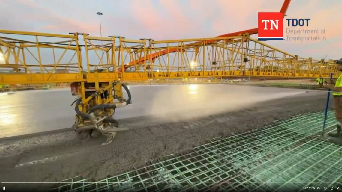 Traffic Alert: TDOT workers pouring concrete for new bridge on Alcoa ...