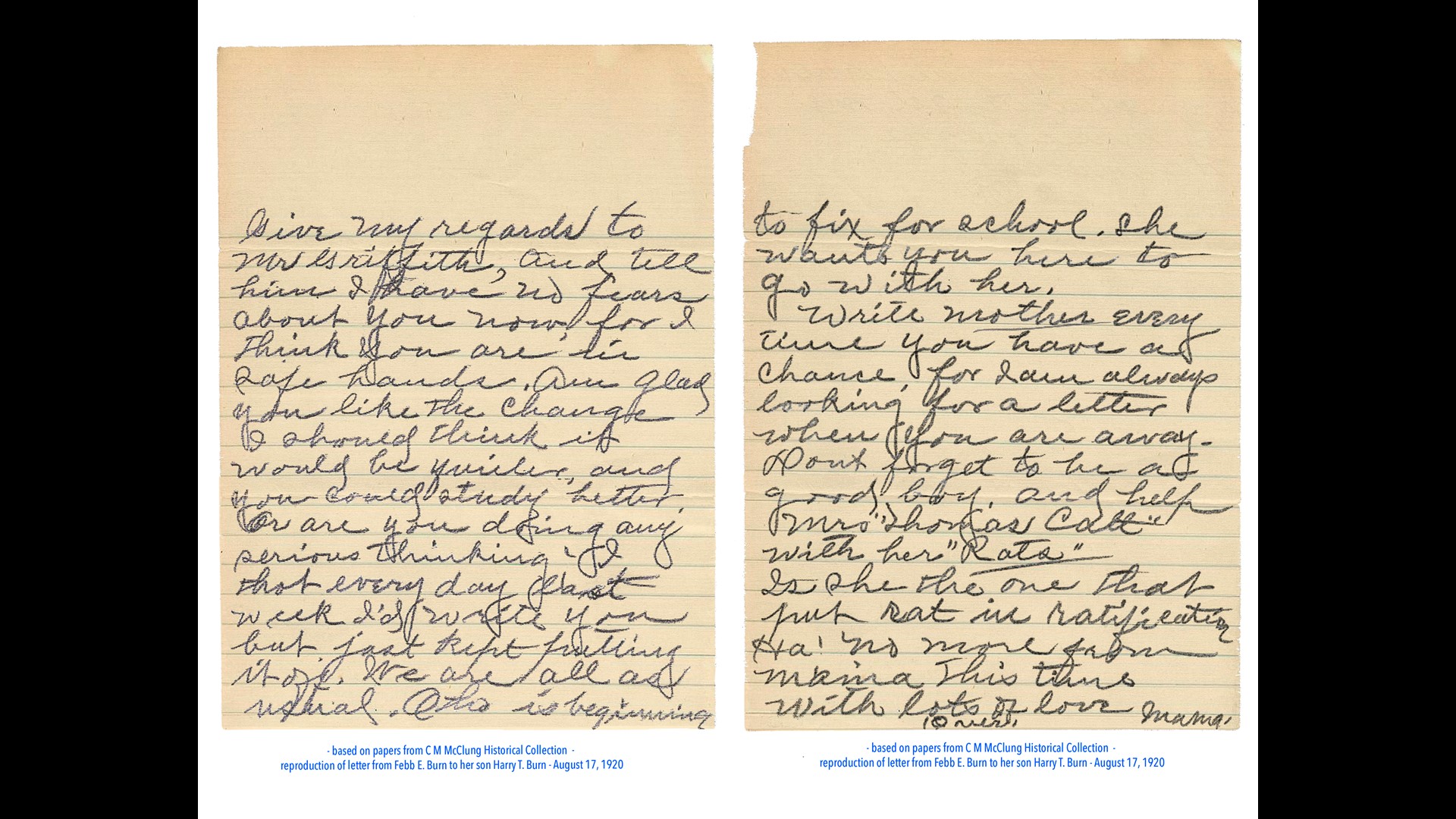 Photos: Febb Burn's letter asking her son to vote for women's suffrage ...