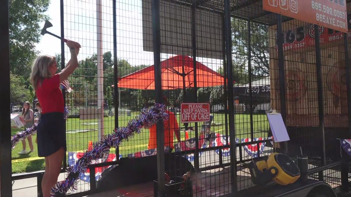 Katie Inman takes up some axe-throwing at World's Fair Park | wbir.com