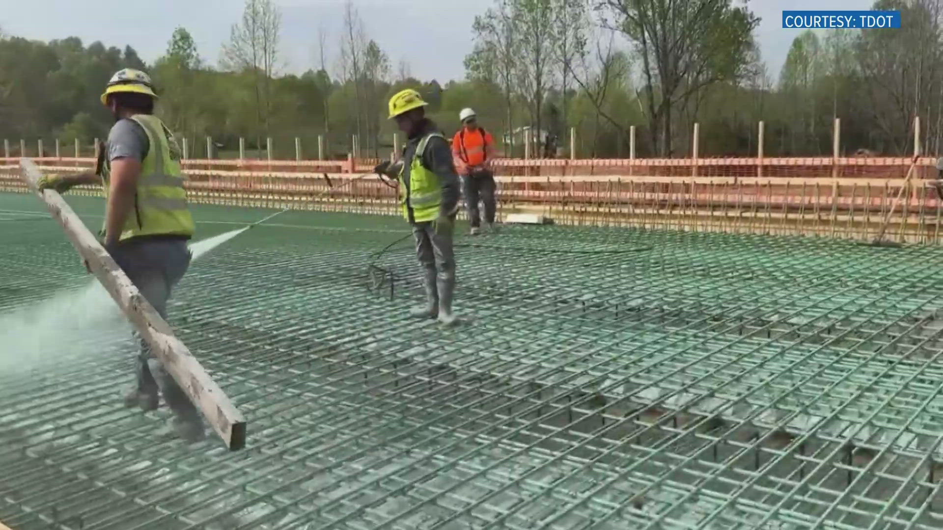 TDOT crews pour concrete for State Route 107 bridge in Greene County ...