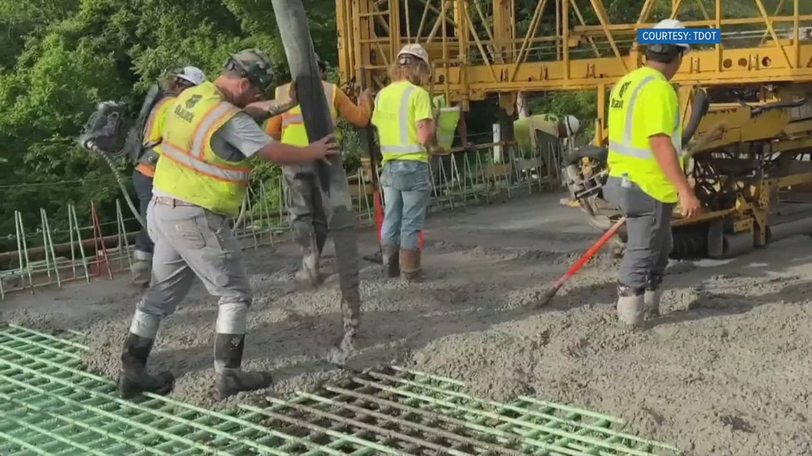 TDOT crews pour concrete on new bypass bridge | wbir.com