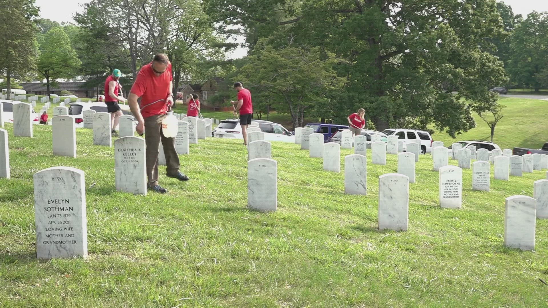 Groups gather to clean veteran headstones at East TN State Veterans ...