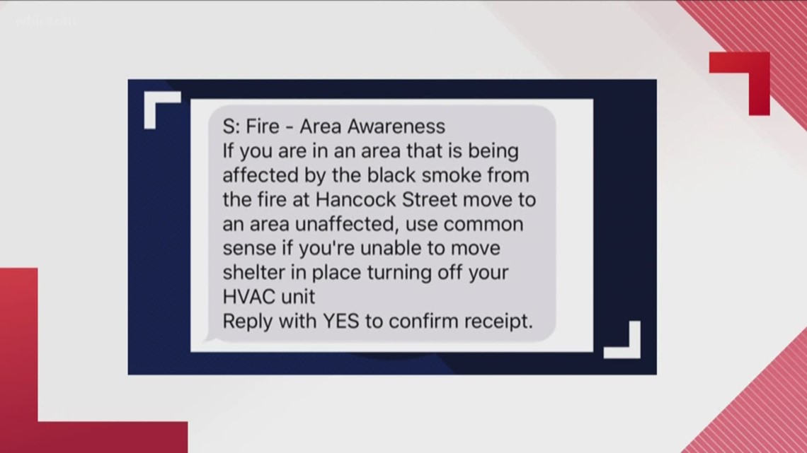 Initial emergency alert text sent to N. Knox residents about fire ...