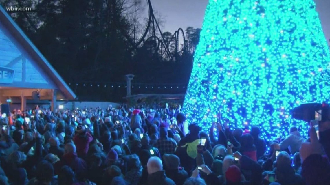 Dolly light 50 foot tall tree at Dollywood | wbir.com