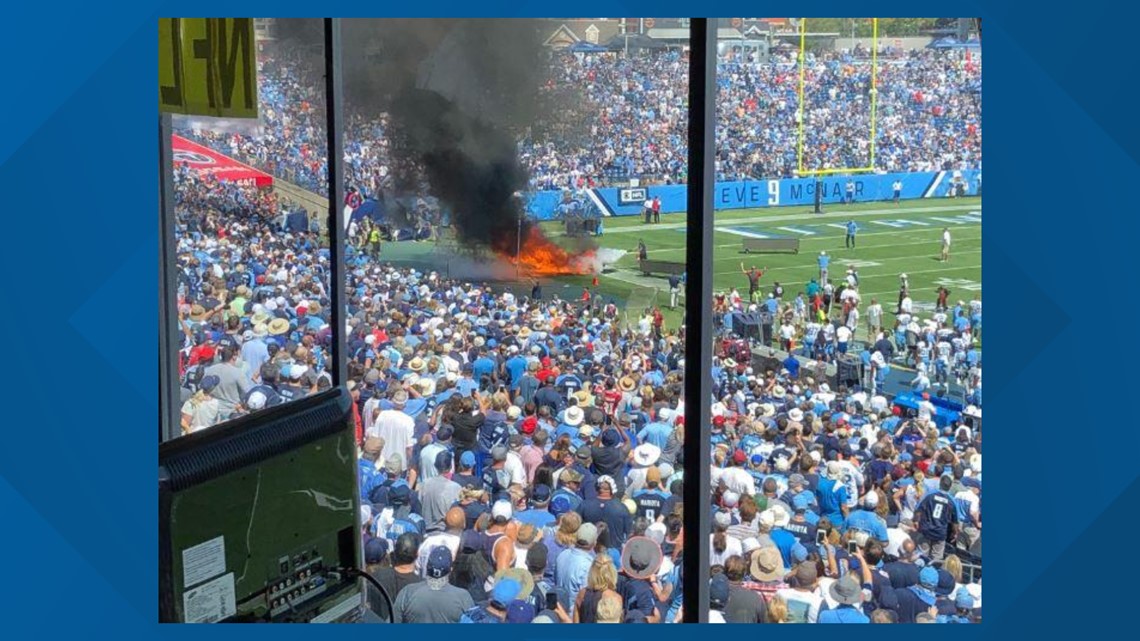 Pregame fireworks display sparks small fire on Nissan Stadium Fie ...