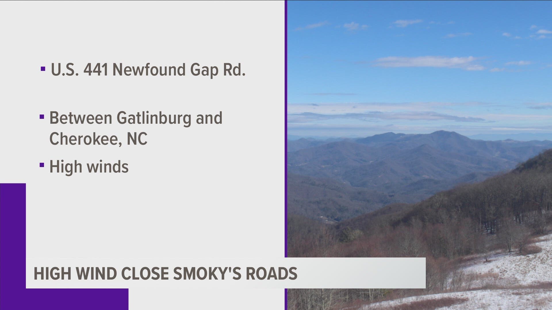 US 441 In Great Smoky Mountains Closes Due To High Winds Wbir