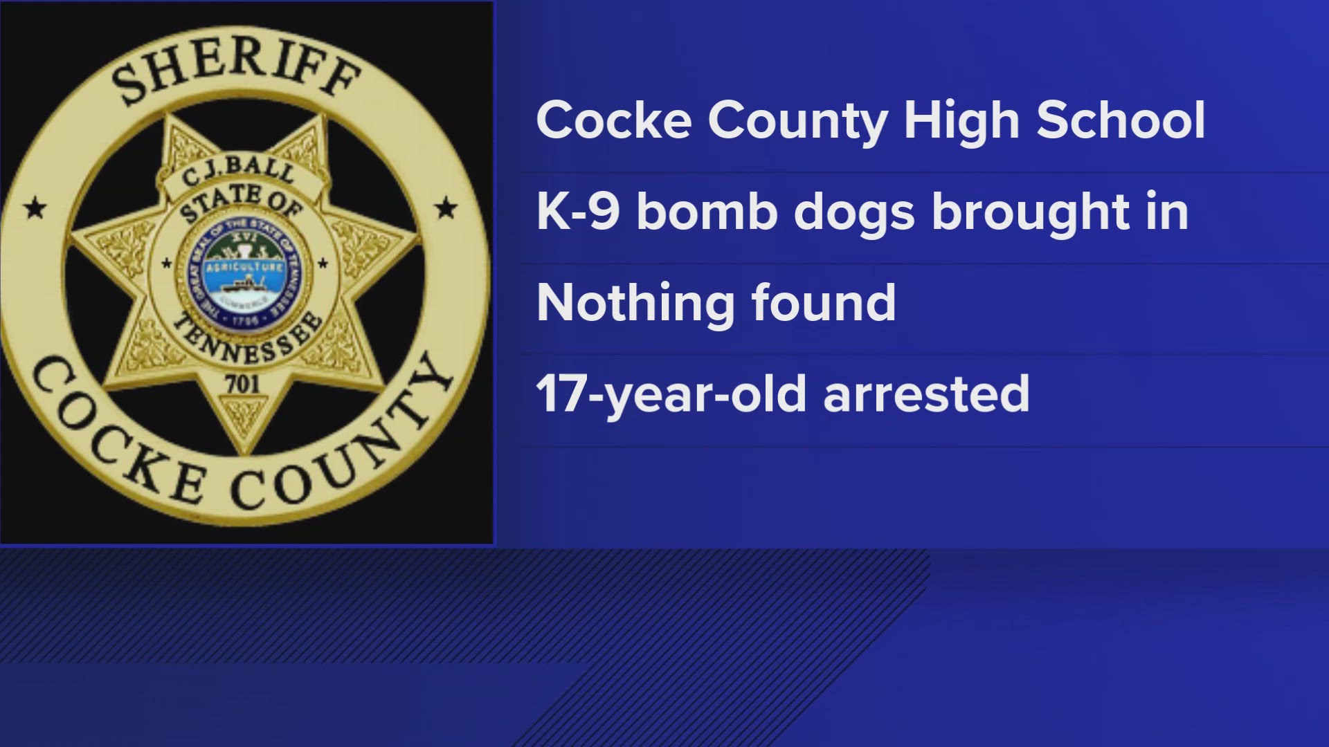 Student arrested after bomb threat at Cocke County High School | wbir.com