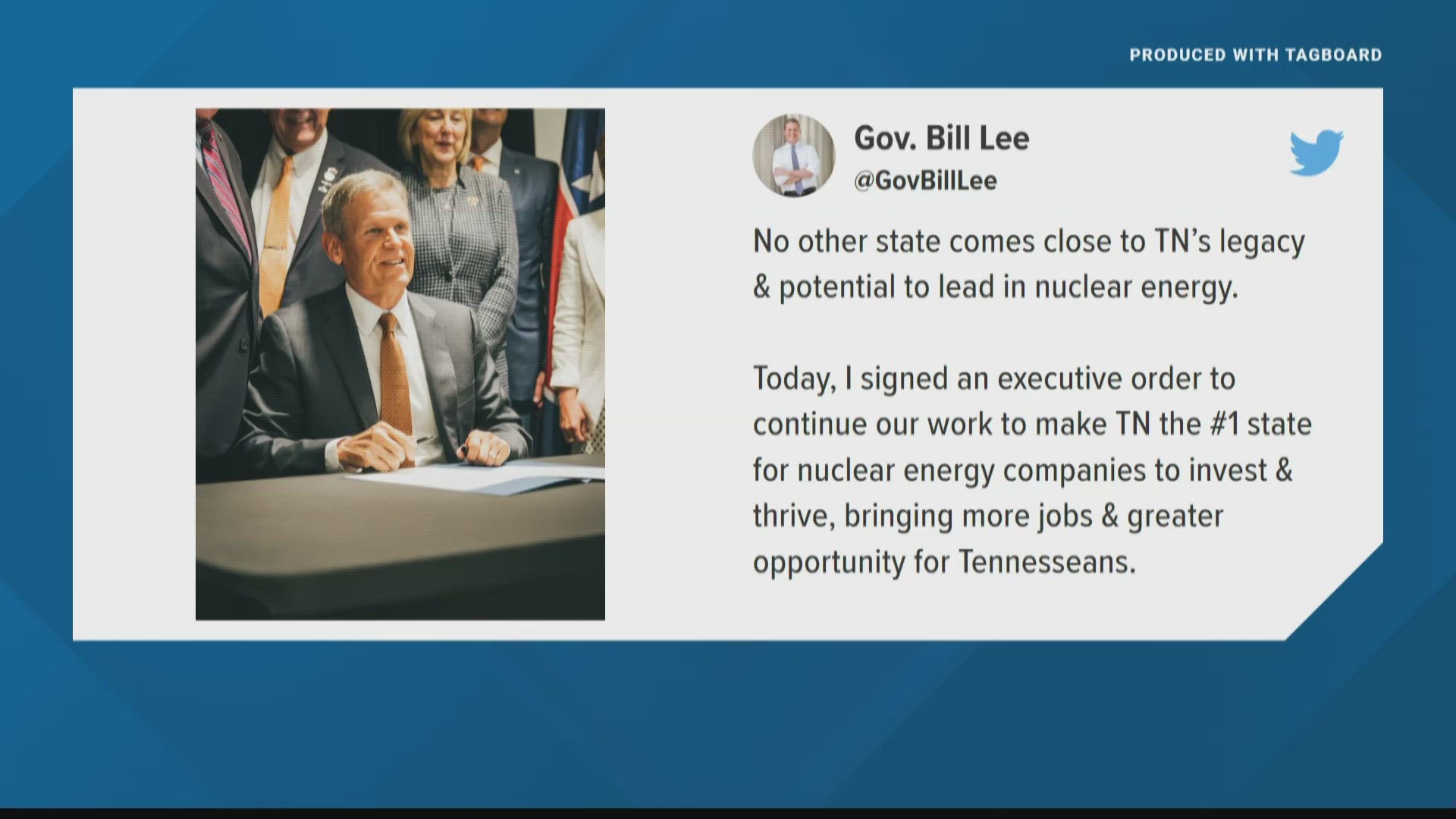 Gov. Lee issues executive order creating nuclear energy council | wbir.com