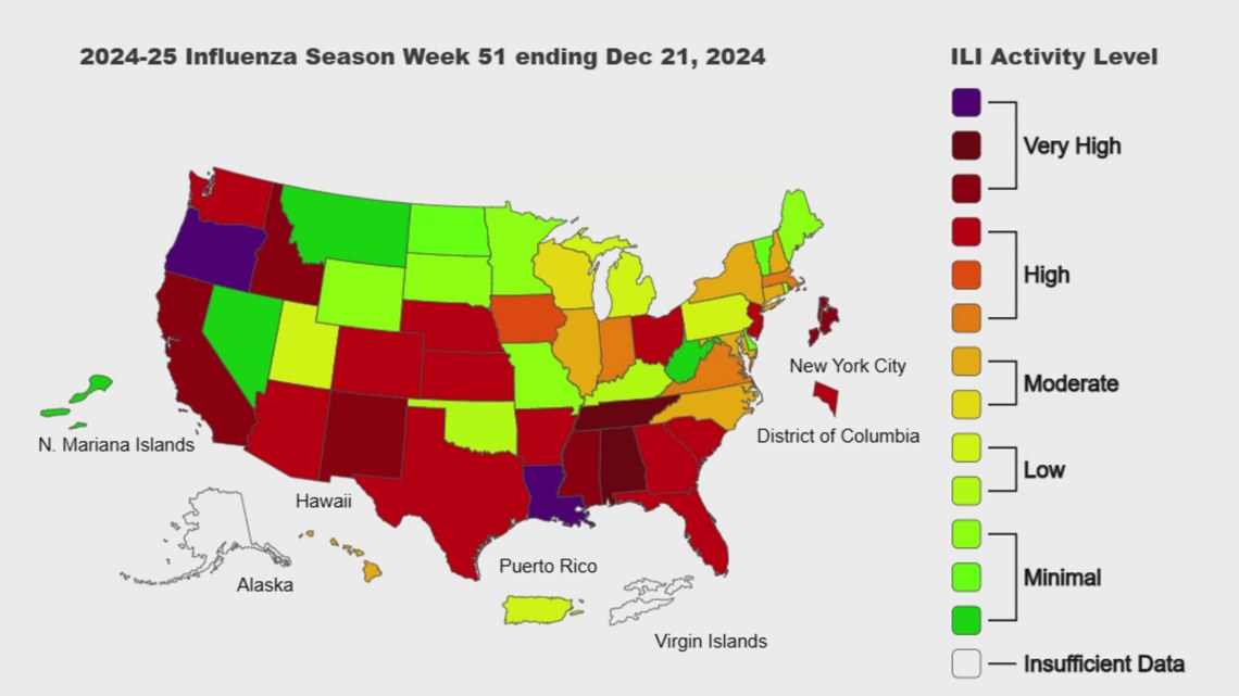 Flu-like symptoms at "very high" level across Tennessee, according to ...
