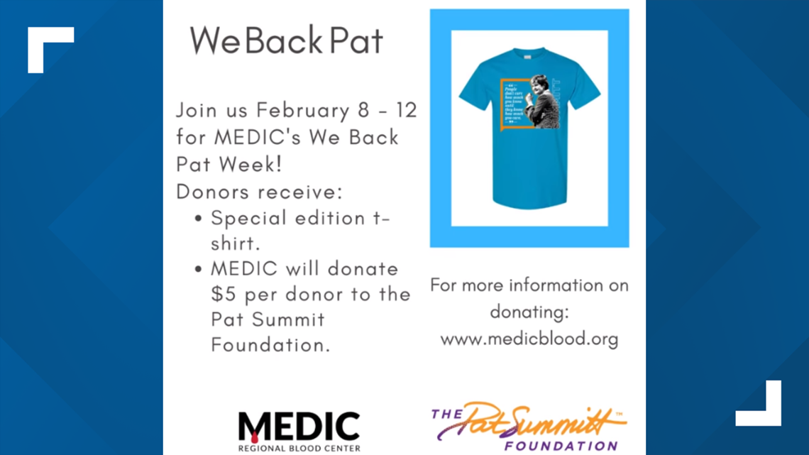 MEDIC hosts 'Give For Pat' blood drive benefiting the Pat Summitt ...
