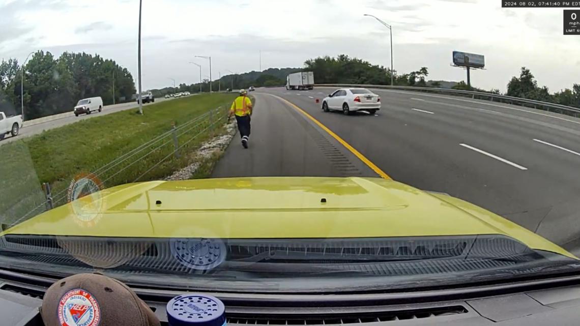 Dashcam Video: TDOT worker nearly run over on I-640 in Knoxville after ...