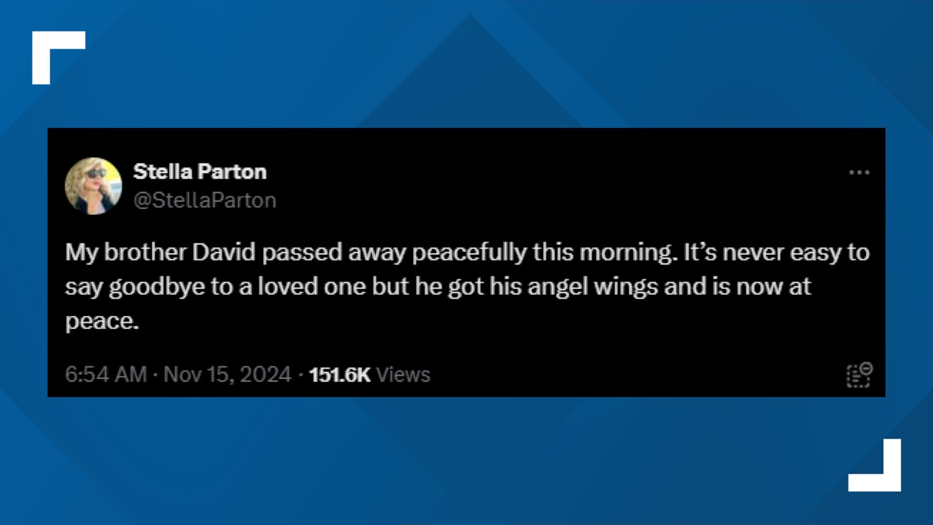David Parton, sibling to Dolly Parton, died Friday morning | wbir.com