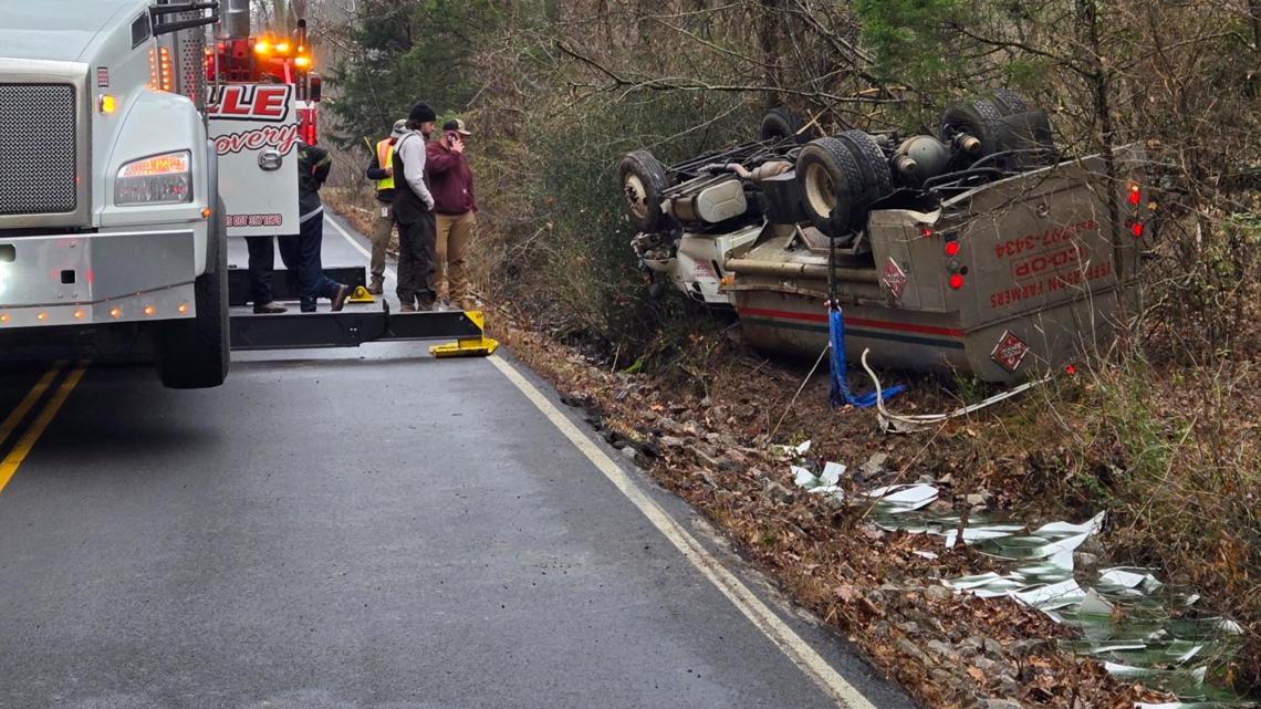 Overturned tanker truck leaks fuel into Knoxville creek | wbir.com