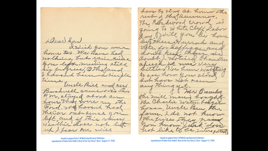 Photos: Febb Burn's letter asking her son to vote for women's suffrage ...