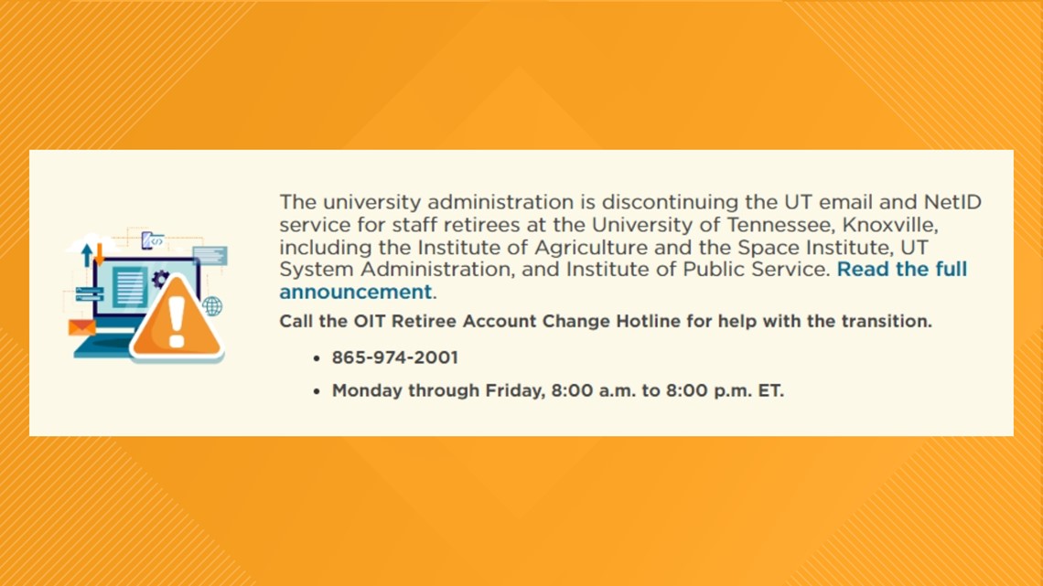 UT Knoxville to discontinue UT email, Net ID for staff retirees | wbir.com