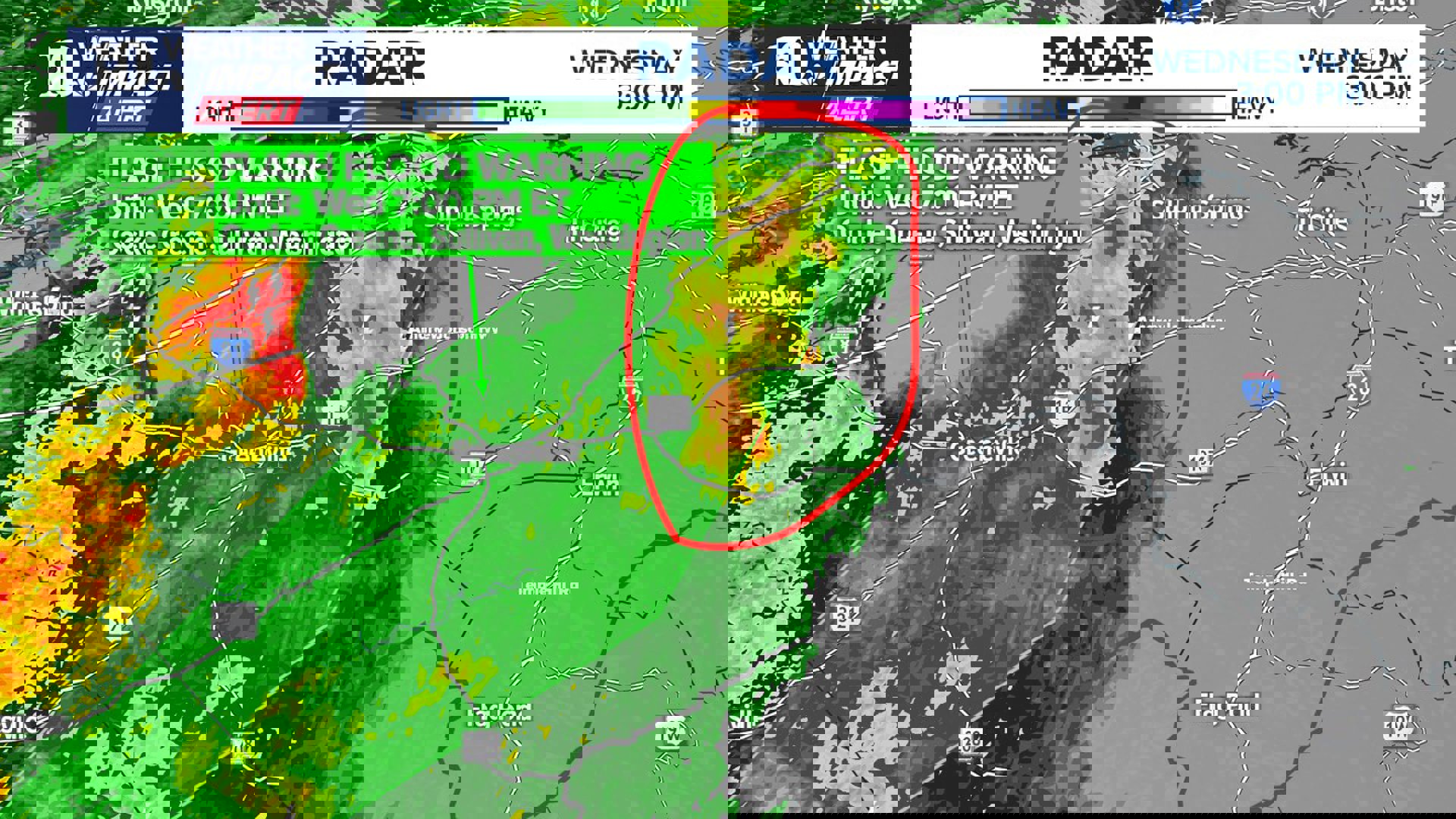 Weather Impact Alert: Flash Flood Warnings issued for several counties, several roads flooded ...