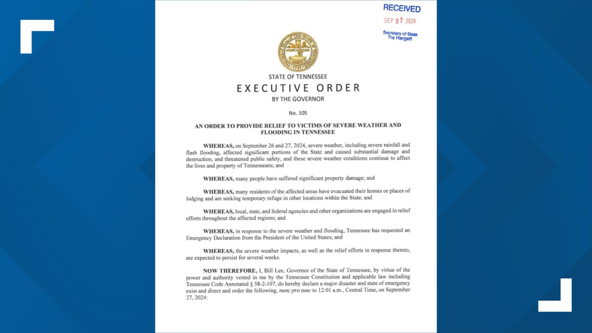 Gov. Bill Lee asks for 'Major Disaster Declaration' from FEMA and ...