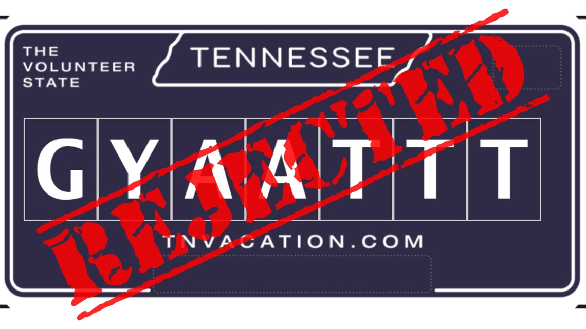 List of personalized license plates Tennessee rejected in 2024 | wbir.com