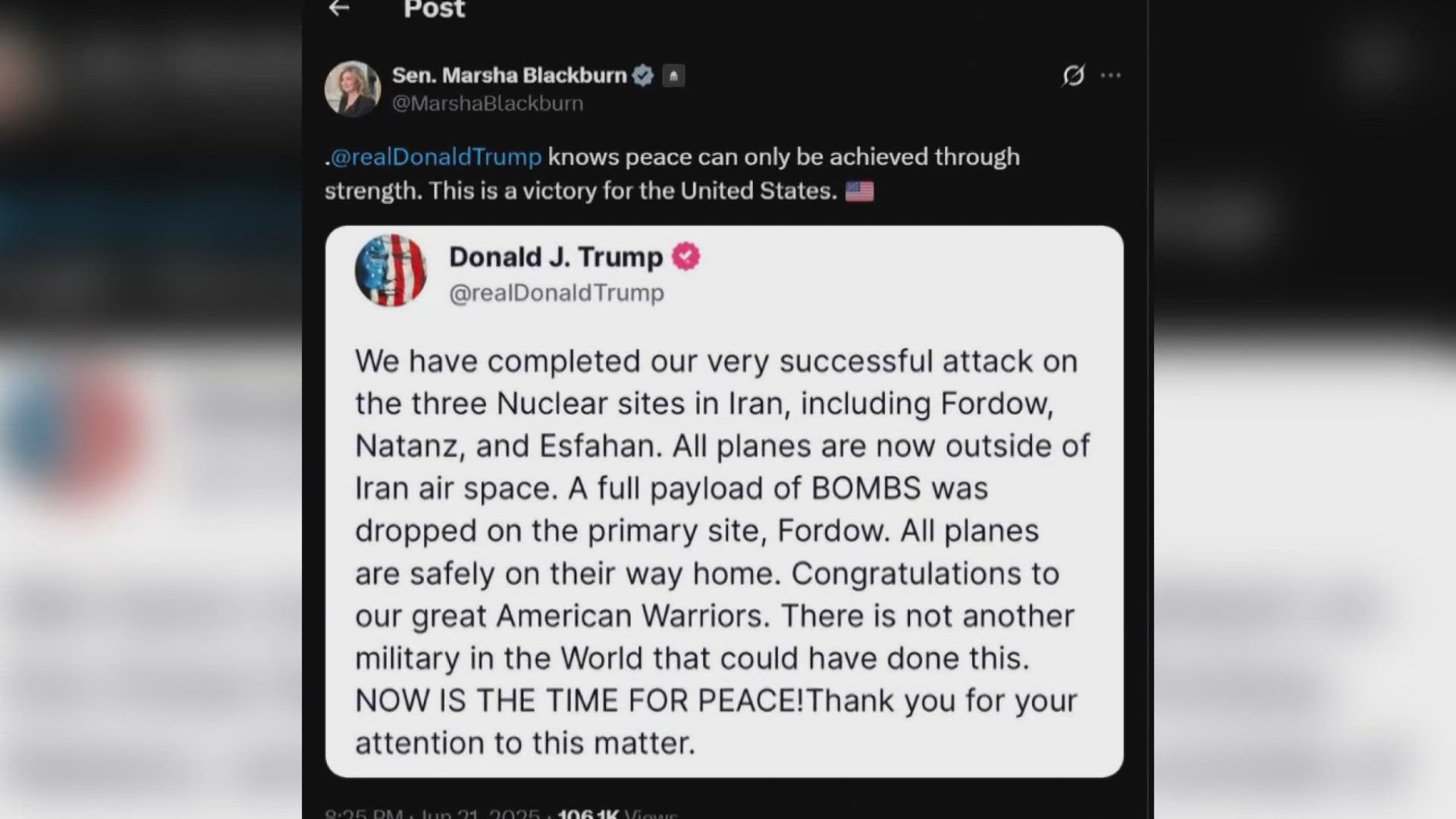 Tennessee leaders applaud Trump's strikes on Iran | wbir.com