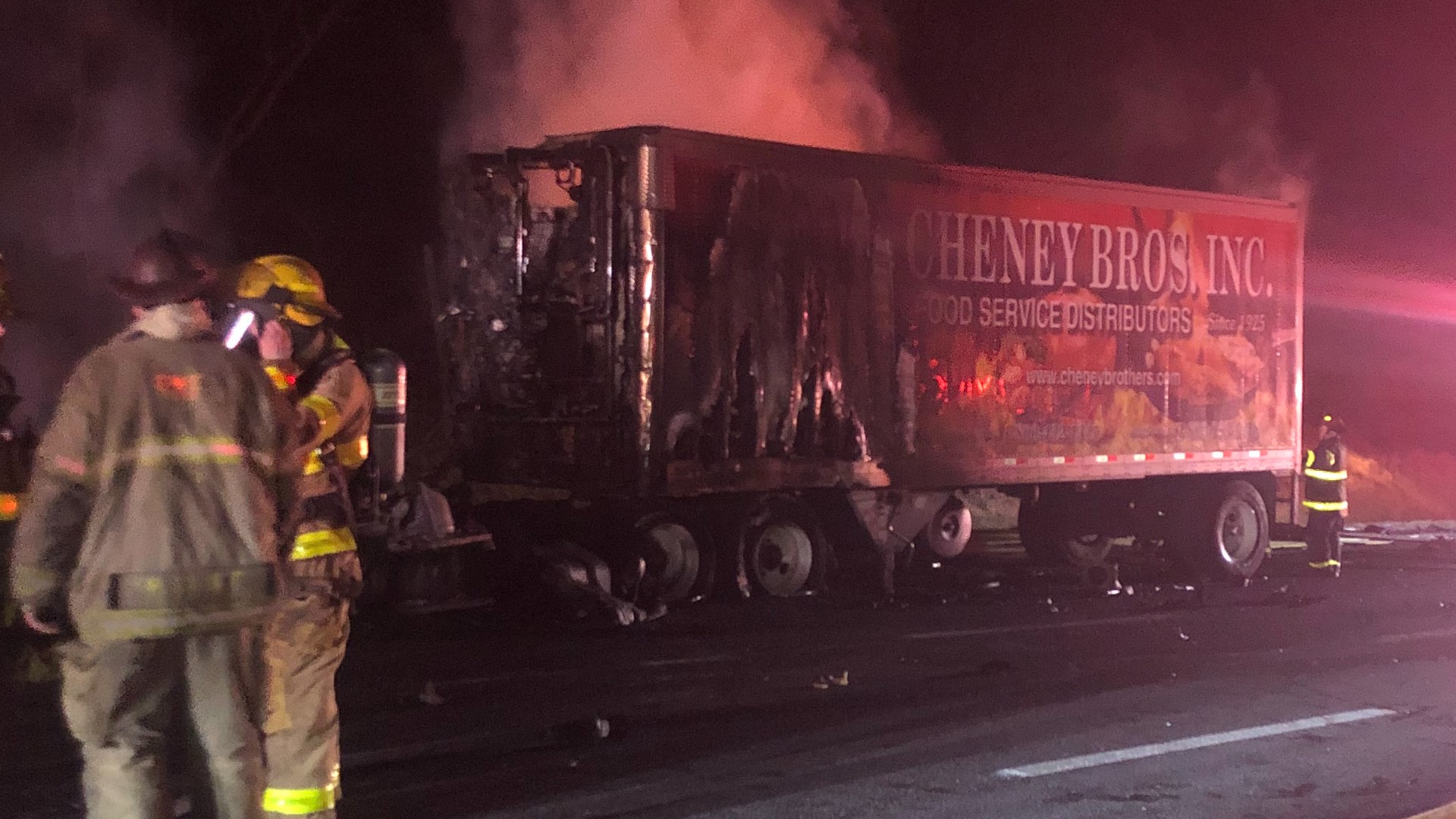 Semi-truck carrying tons of plywood catches fire on I-40 West | wbir.com