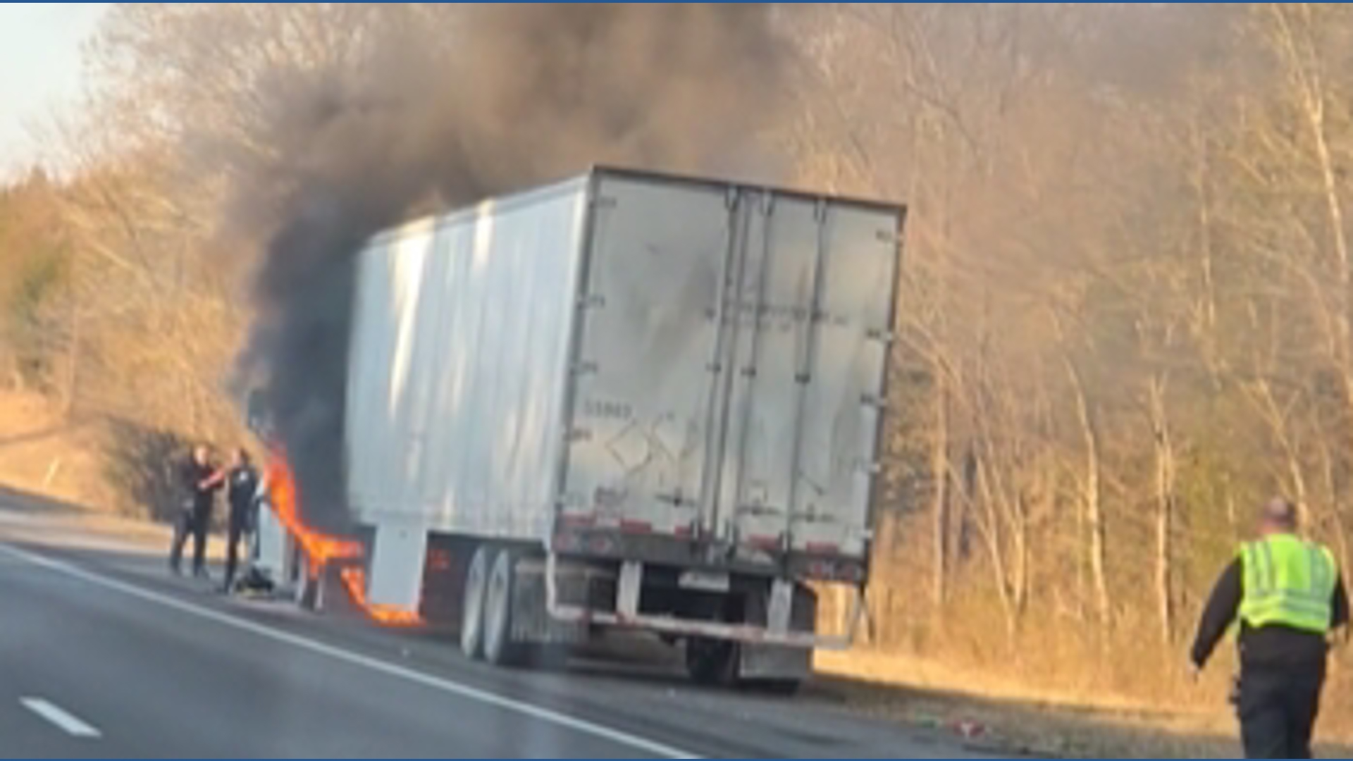 Semi truck catches fire on interstate | wbir.com