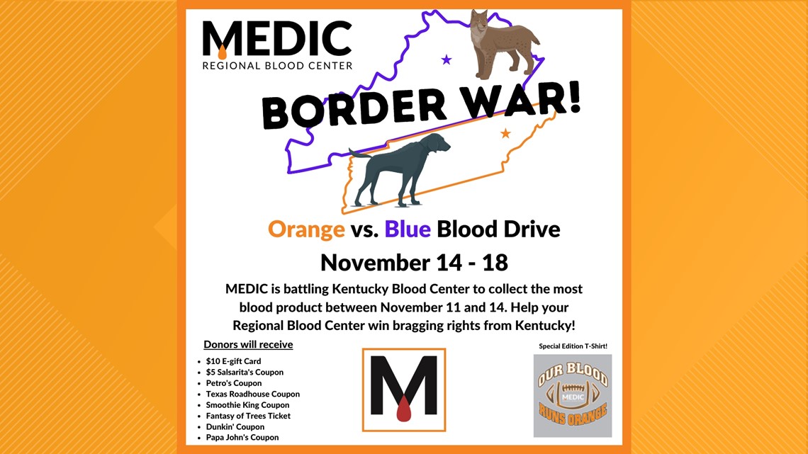 MEDIC announces annual Orange and Blue Blood Drive competition | wbir.com