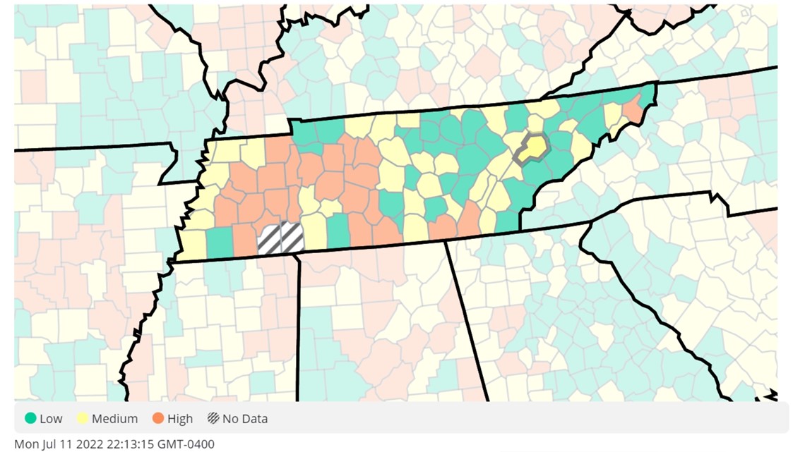 CDC: Nine East Tennessee counties at 'medium' risk for community impact ...