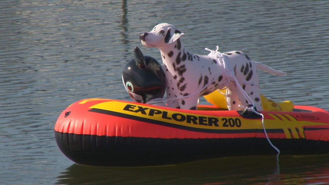 Inflatable, floating dogs in floodwaters cause controversy in Jefferson ...