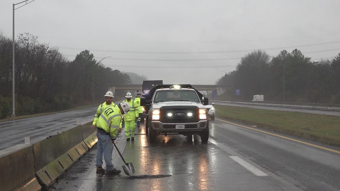 TDOT patches potholes in the rain, urging drivers to slow down and keep ...