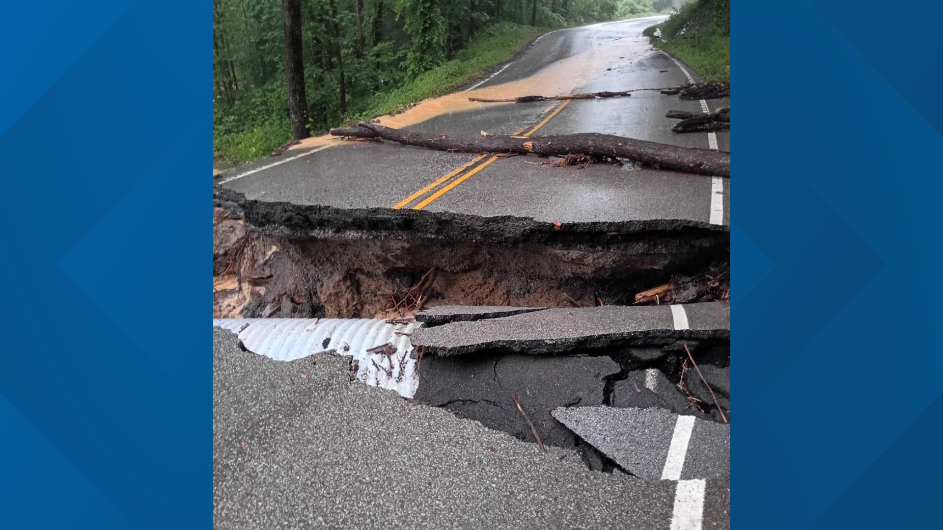 Portion of State Route 116 washed away in Anderson County for the 3rd ...